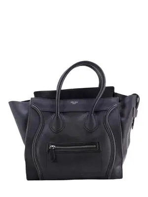 Celine Luggage Bag Grainy Leather Mini Tote Black