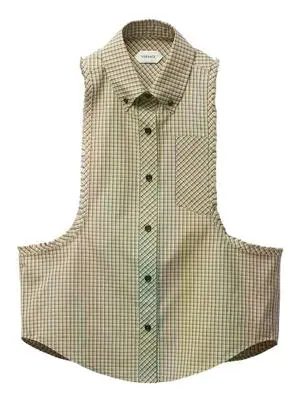 Versace Micro Check Sleeveless Shirt - Neutrals