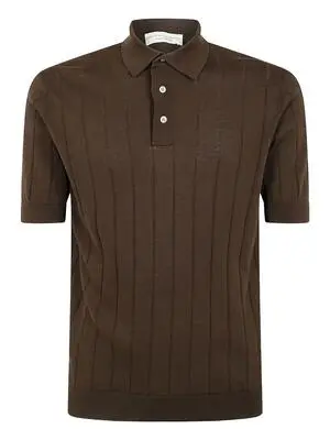 FILIPPO DE LAURENTIIS Rib Short Sleeves Polo Shirt - Brown