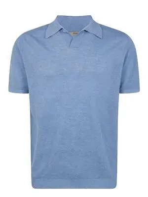 NUUR Short Sleeved Polo Neck Piquet Stitch T-shirt - Blue