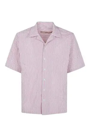 NUUR Striped Short Sleeved Bowling Shirt - Pink