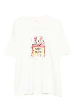 Drole De Monsieur Drôle Café" T-shirt - White
