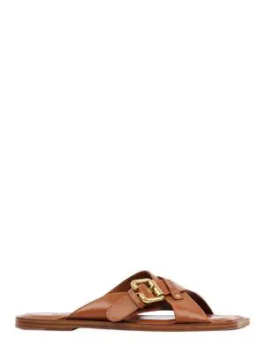 Chloé Nil Criss-Cross Slides Ginger Brown