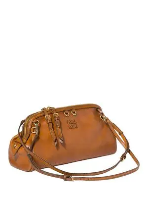 Miu Miu Caprice Leather Clutch - Cognac
