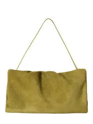 THE ROW XL Bourse Suede Bag Green