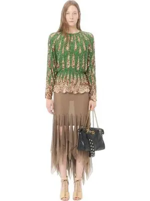 Valentino Garavani Asymmetrical Chiffon Skirt - Green