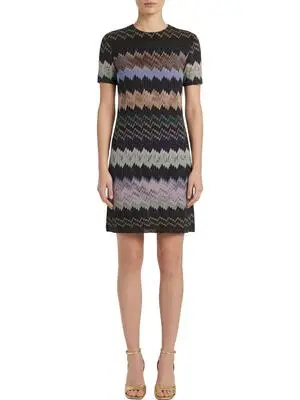 Missoni Missoni Short Sleeve Zigzag Knit Dress Black