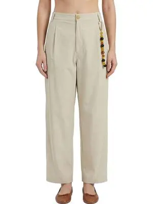 DARKPARK Wide Leg Cotton Trousers - Beige