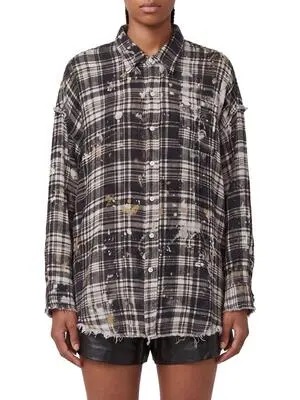 R13 R13 Distressed Plaid Shirt Multicolor