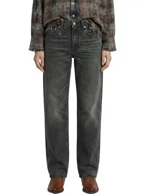 R13 Denim Straight Jeans - Grey