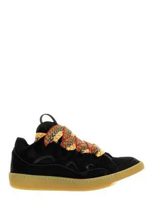 LANVIN Curb Suede And Mesh Sneakers - Black