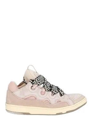 LANVIN Curb Suede And Mesh Sneakers - Pink