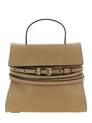 Moschino Tie Me Leather Mini Bag - Beige