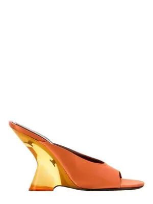 Dries Van Noten Sculptural Heel Satin Mules - Rust