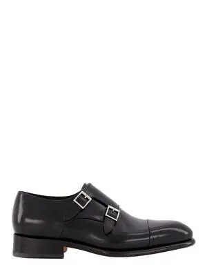 SANTONI Double Monk Strap Shoes In Brushed Leather