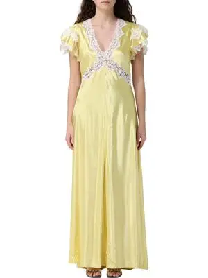 Alberta Ferretti Lace Trim Maxi Dress - Yellow