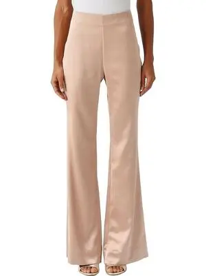 Pinko Satin Flared Trousers - Beige