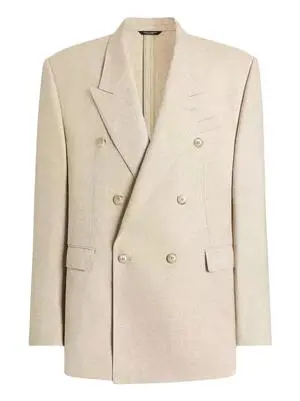 Dolce & Gabbana Double-breasted Tweed-effect Jacket - Neutrals