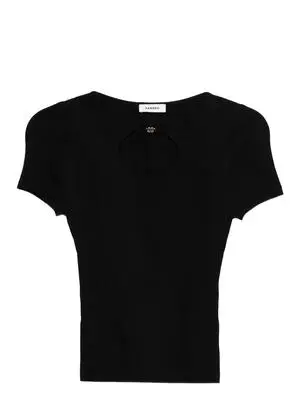 Sandro Cut-out Ribbed Knit T-shirt - Black