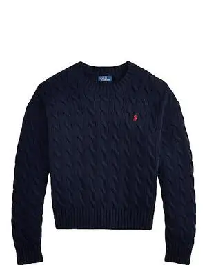 Polo Ralph Lauren Logo-embroidered Cable-knit Wool Jumper - Hunter Navy