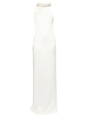 Stella McCartney Embellished Halterneck Asymmetric Gown - Cream