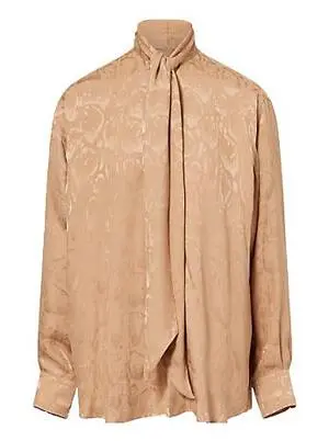 Stella McCartney Cloud Jacquard Silk-blend Shirt - Caramel