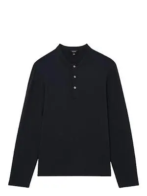 REISS Salvator Henley-neck Woven Shirt - Navy
