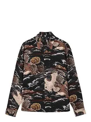 ALLSAINTS Corsican Graphic-print Long-sleeve Woven Shirt - Jet Black
