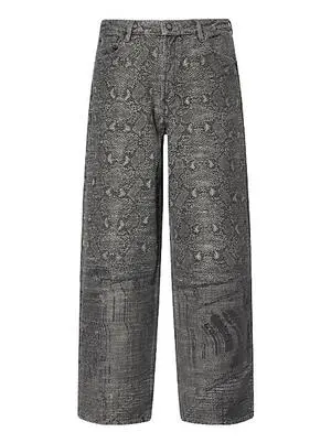 DAILY PAPER Snake-print Wide-leg Jeans - Denim