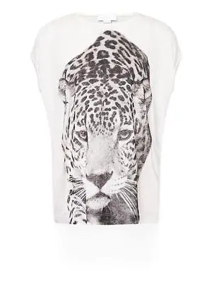 Stella McCartney Cloud Leopard Woven T-shirt - Cream