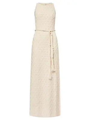 Devon Windsor Knitted Maxi Dress With Cut-out - Pebble