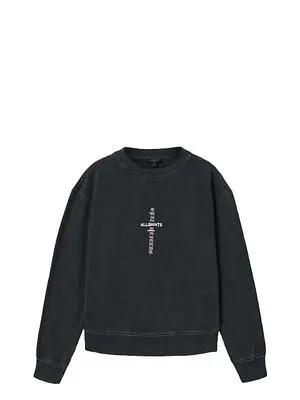 ALLSAINTS Knox Pippa Logo-embroidered Sweatshirt - Washed Black