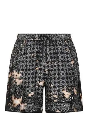 Amiri Bandana Print Bleach Shorts - Black