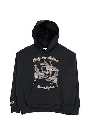 ONLY THE BLIND Crane Embroidered Hoodie - Black