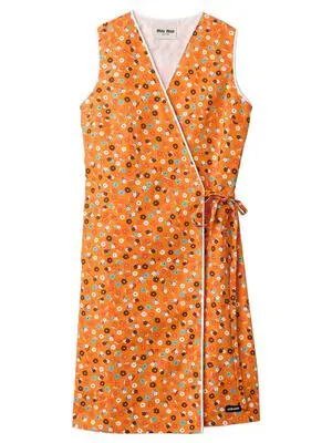 Miu Miu Poplin Wrap Dress - Orange/red