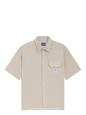 Hugo Relaxed-fit Shirt In A Waffle-structured Cotton - White