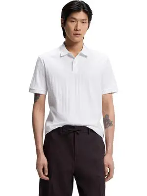 BOSS Vertical-stripe Polo Shirt In Mercerised Cotton - White