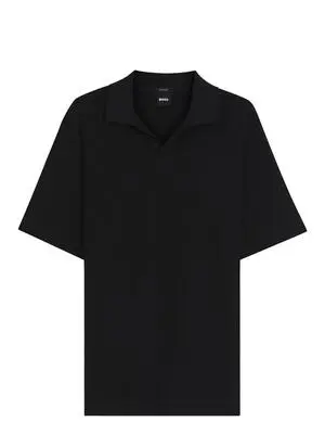 BOSS Jacquard-pattern Polo Shirt With Johnny Collar - Black