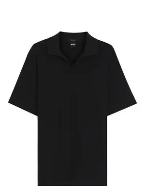 BOSS Jacquard-pattern Polo Shirt With Johnny Collar - Black