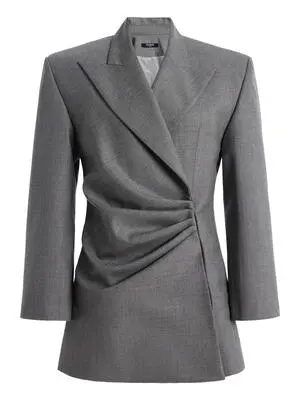 Balmain Draped Wool Jacket Dress - Grey
