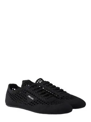 Prada Collapse Crochet Laced Sneakers - Black