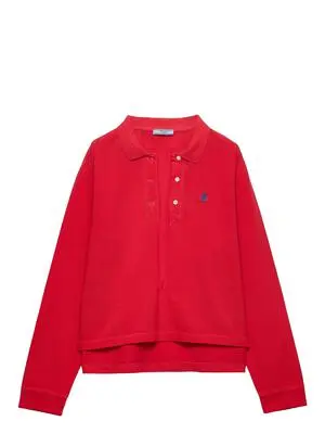 Prada Long-sleeved Cotton Piqué Polo Shirt - Red