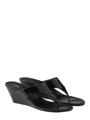Prada Patent Leather Thong Sandals - Black