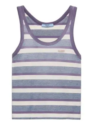 Prada Bayadere Stripe Jersey Tank Top - Blue/iris