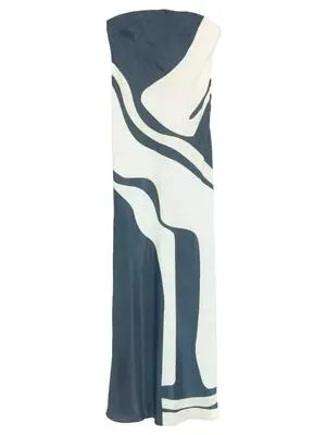 SIR. Strapless Printed Maxi Dress - Blue