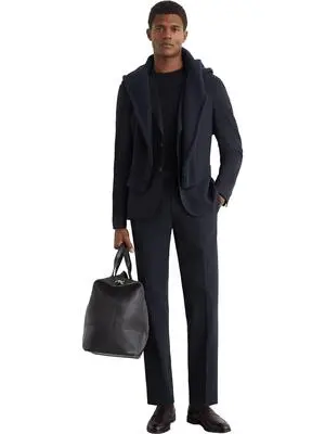 REISS Traveller Tailored Virgin Wool Trousers - Navy