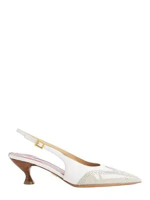 Thom Browne Patent Leather Wingtip Slingback Heels - Beige