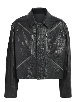 Rick Owens Leather Heizer Mac Jacket - Black