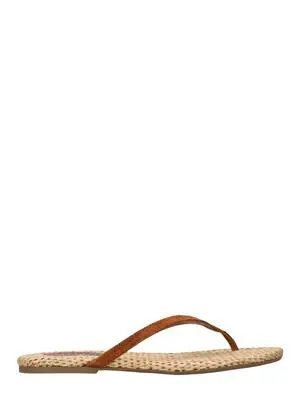 Staud Suede-raffia Thong Sandals - Beige