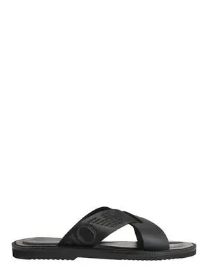 Emporio Armani Leather Crossover Sandals - Black